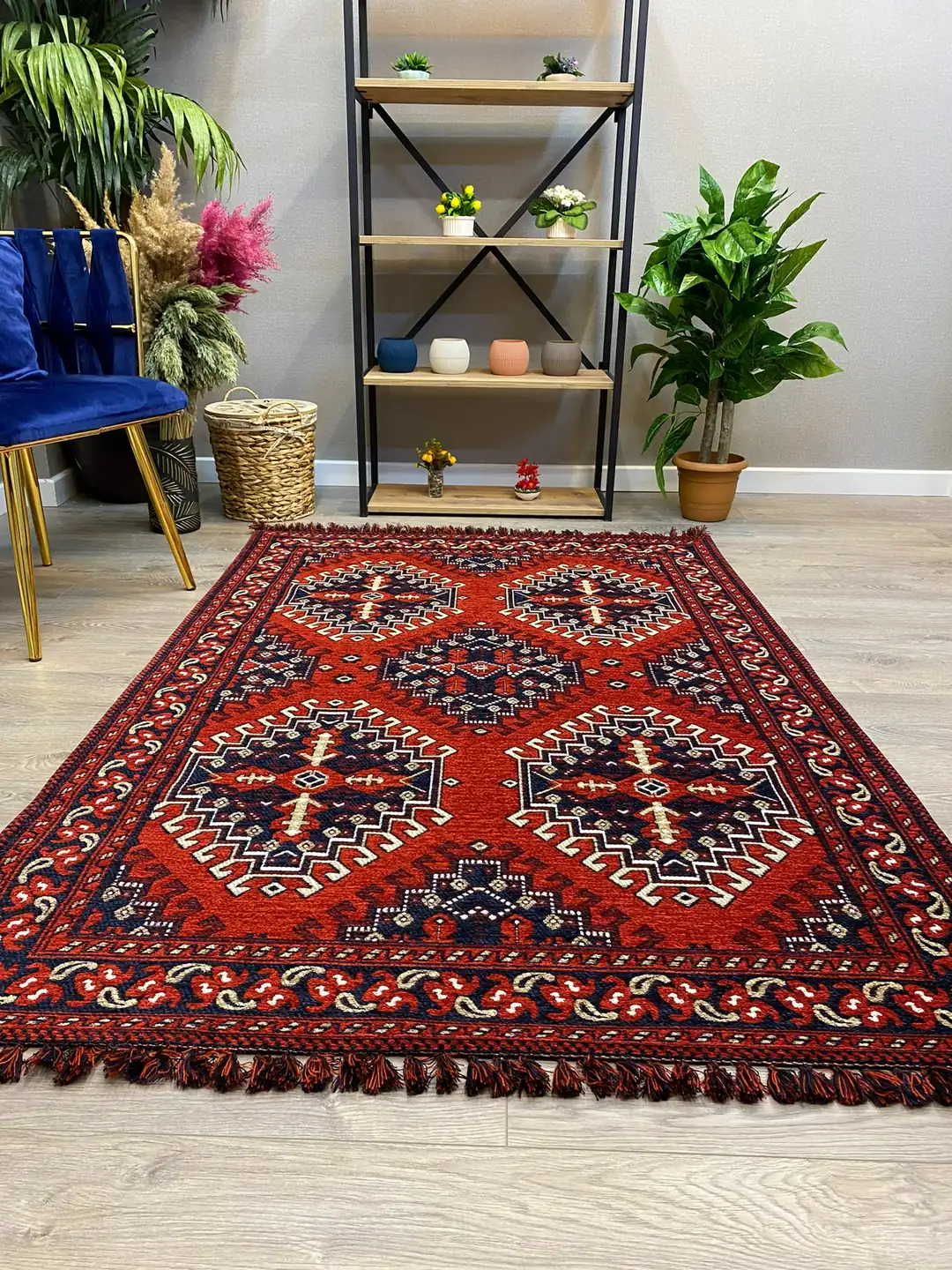 EMİRGAN HALI TÜRKMEN SERİSİ TR 06 KIRMIZI - KAYMAZ TABANLI YIKANABİLİR ...