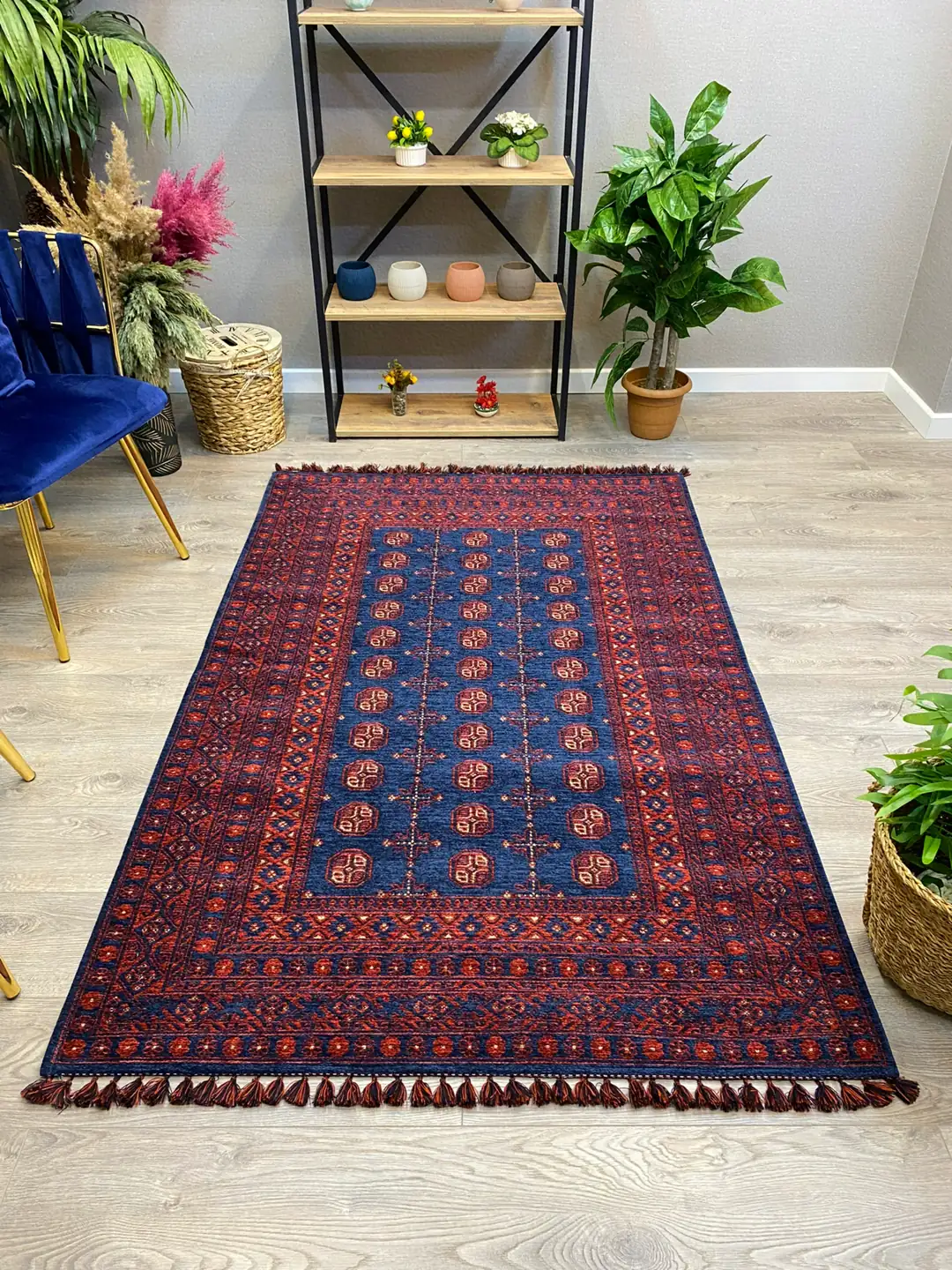 EMİRGAN HALI TÜRKMEN SERİSİ TR 07 KIRMIZI - KAYMAZ TABANLI YIKANABİLİR ...