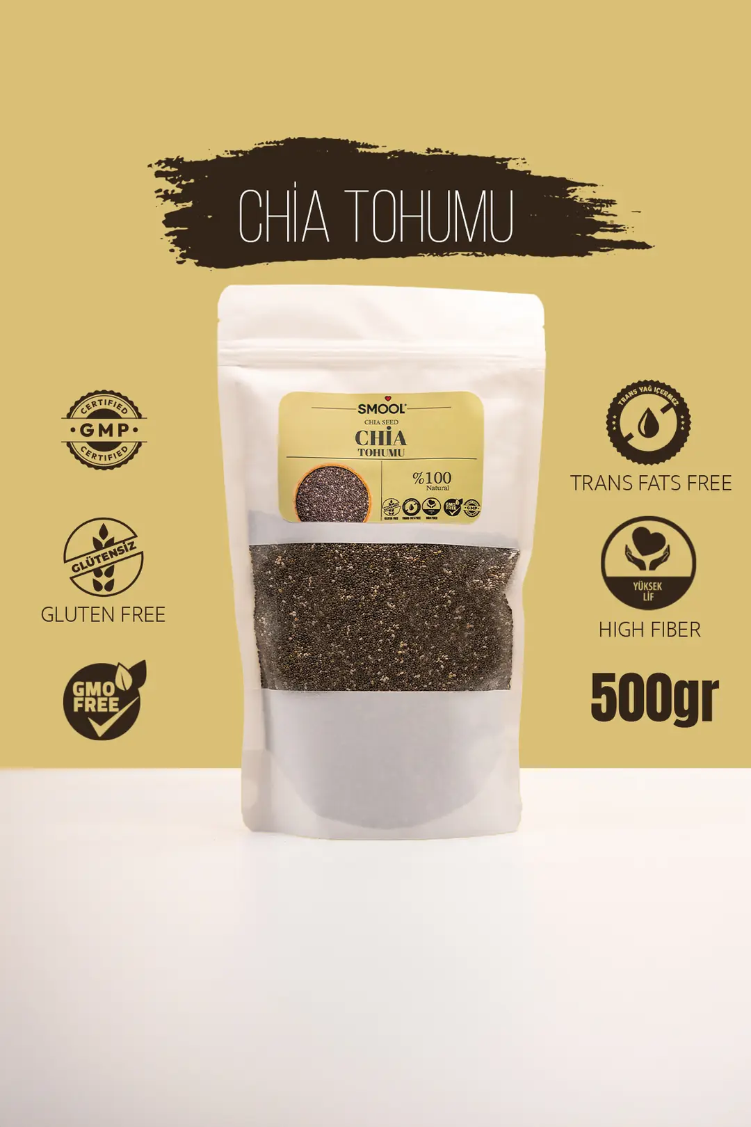 Chia Tohumu 500 gr - Chia Seed - Glütensiz - Gluten Free - Doğal - Natural