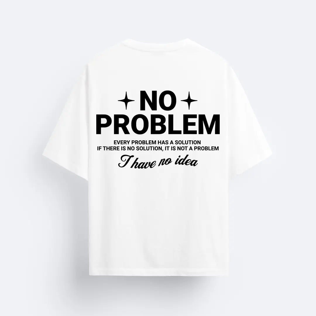 No Problem Yazılı Oversize Tişört Pamuk Oversize Tişört