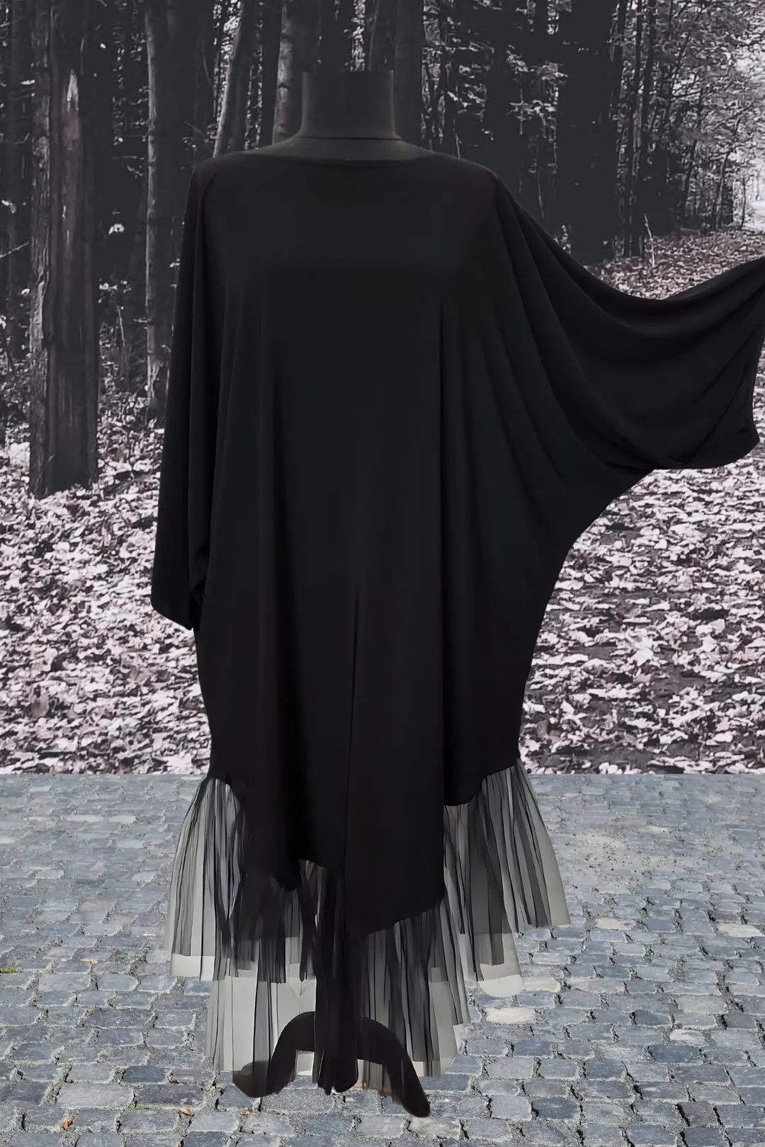 Long Tulle Detailed Oversize Kaftan Dress - Gothic & Halloween | Parla ...