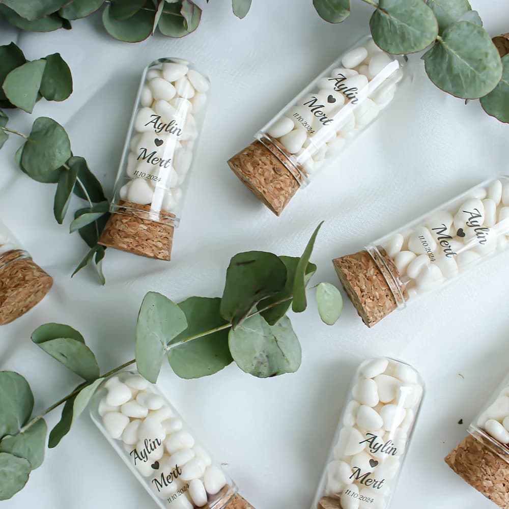 Nikah Şekeri - Cam Fanus Minik Kalp Şekerli