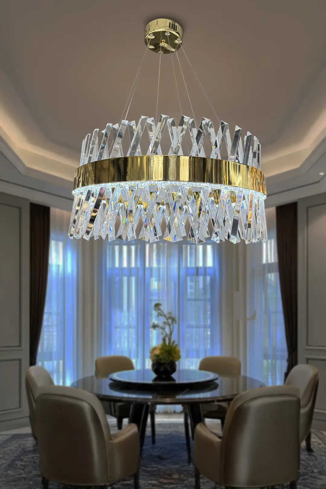 Şehrazat Modern Sarkıt Taşlı Ledli 3 Renk Avize