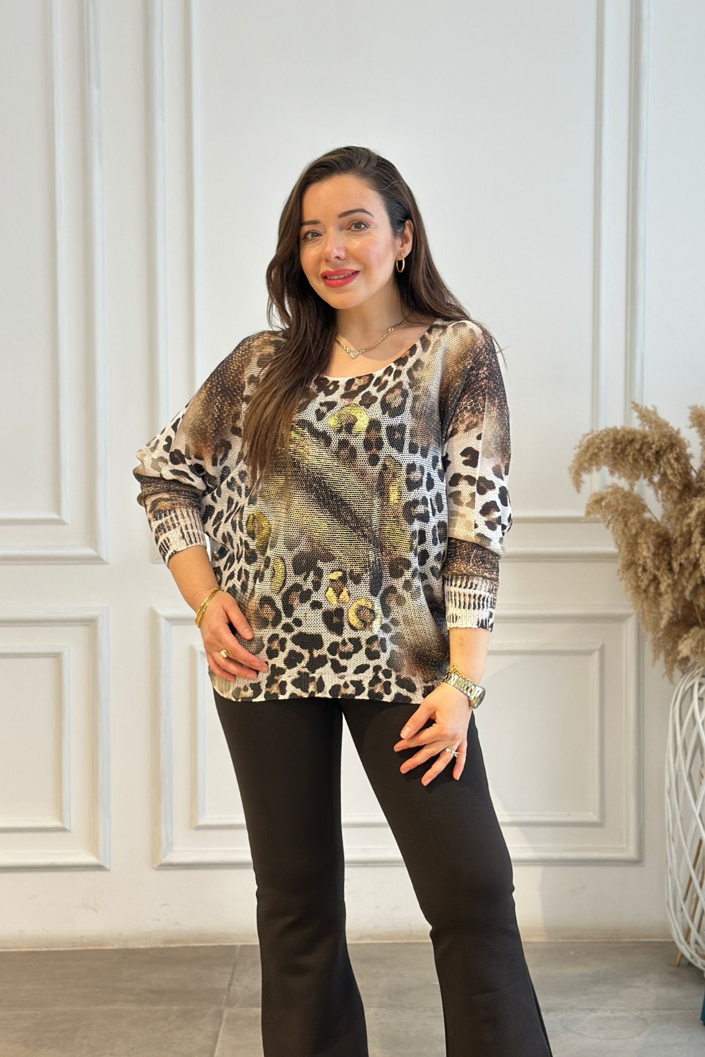 Leopar Desen Merserize Triko