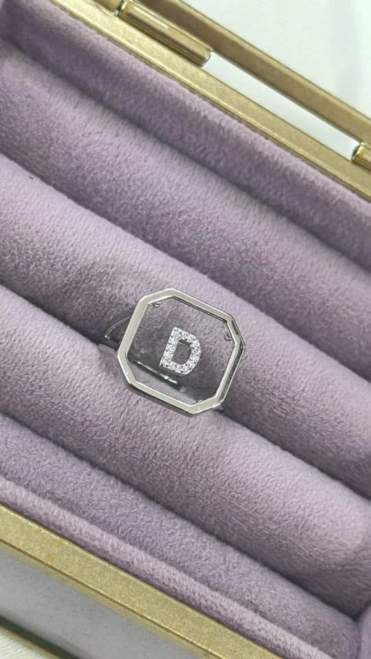 Çelik Silver D Harf Ayarlanabilir Yüzük