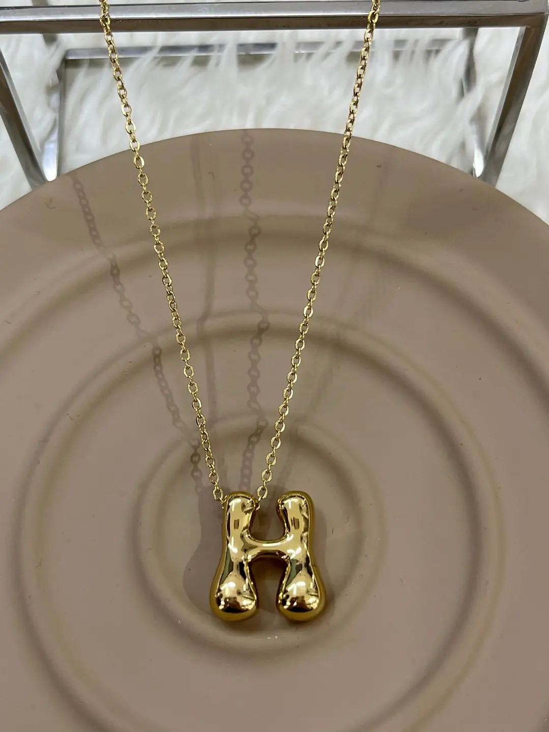 Çelik Gold H Harf Kolye 45cm