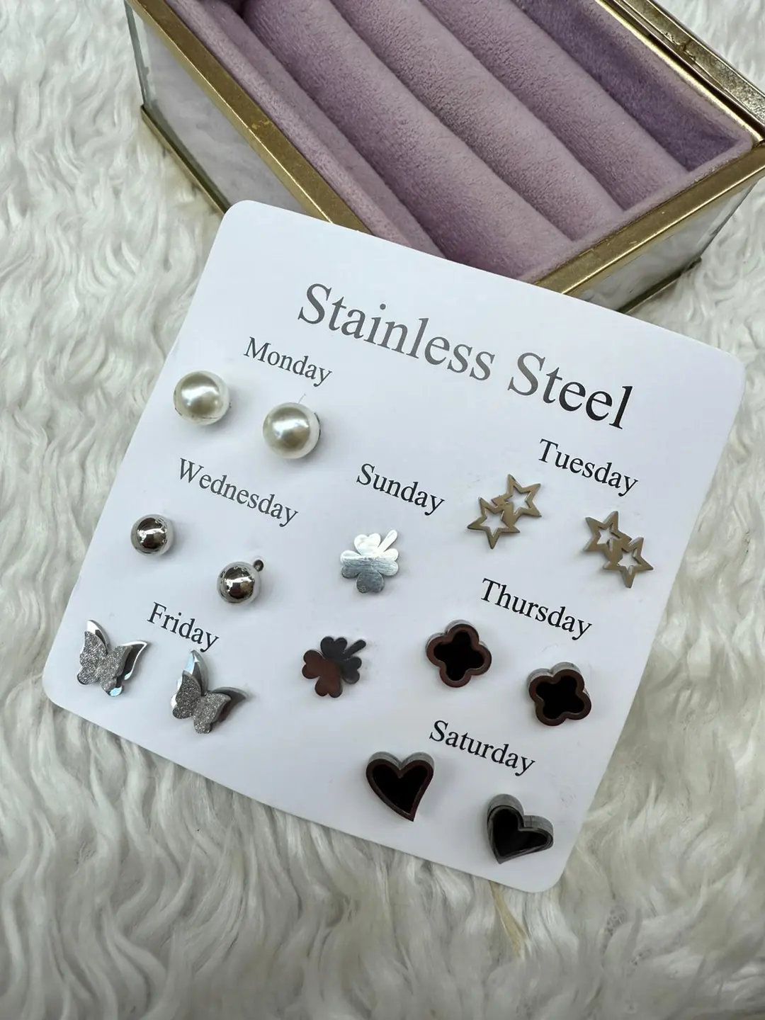 Haftalık Stil Seti – 7’li Stainless Steel Çelik Küpe Seti
