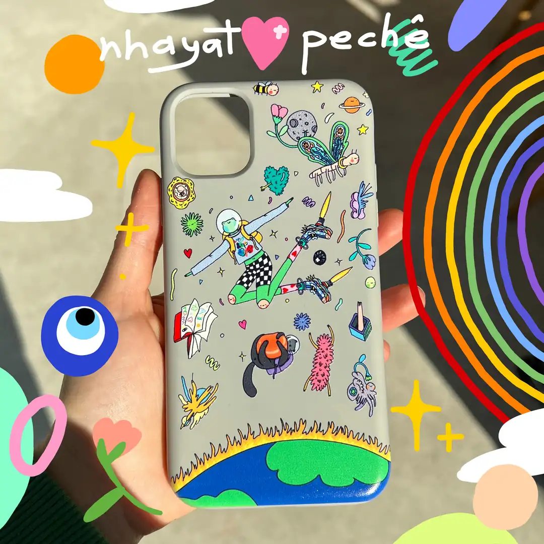 nhayat x pêche phone case collab