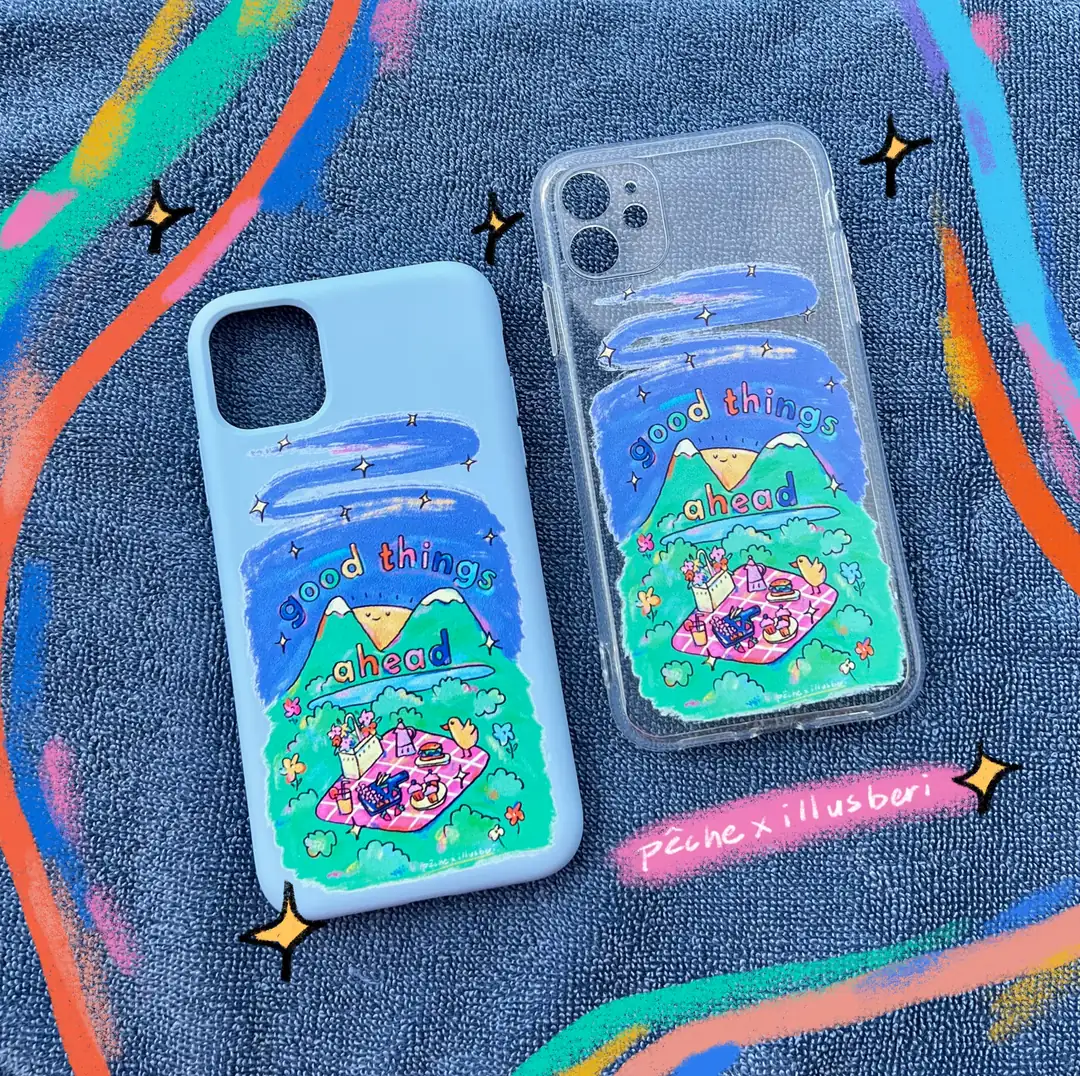 illusberi x pêche phone case collab