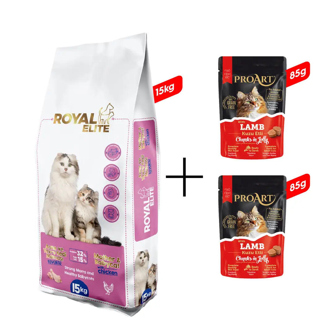 Royal Elite Tavuklu Anne ve Yavru Kedi Maması 15 Kg + 2 Adet Proart ...