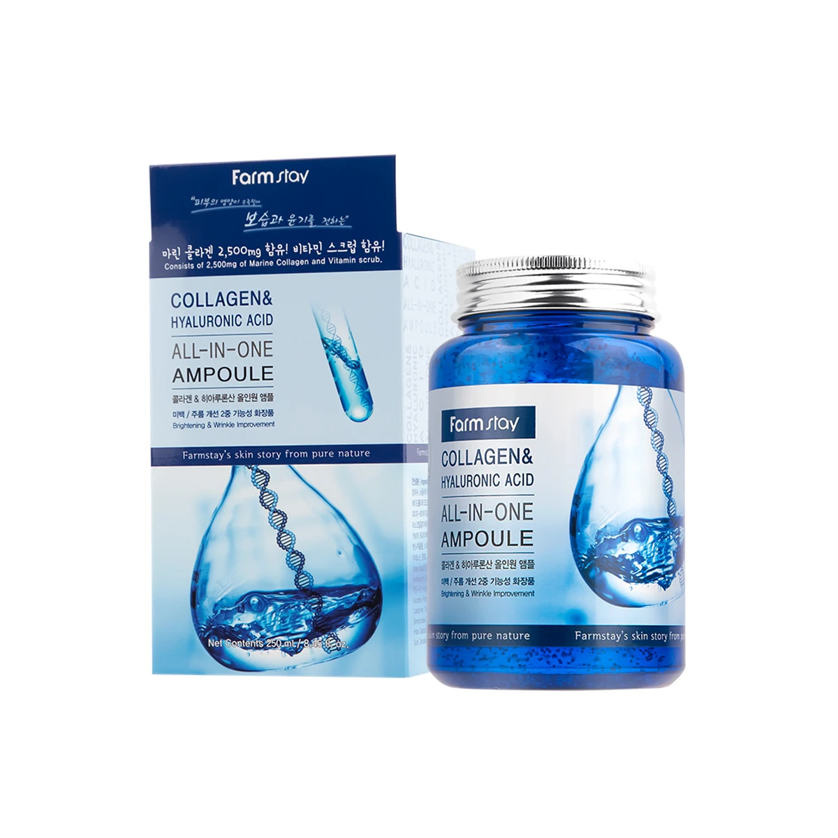 Farmstay Collagen & Hyaluronic Acid All-in-one Ampoule 250ml - Kolajen ...