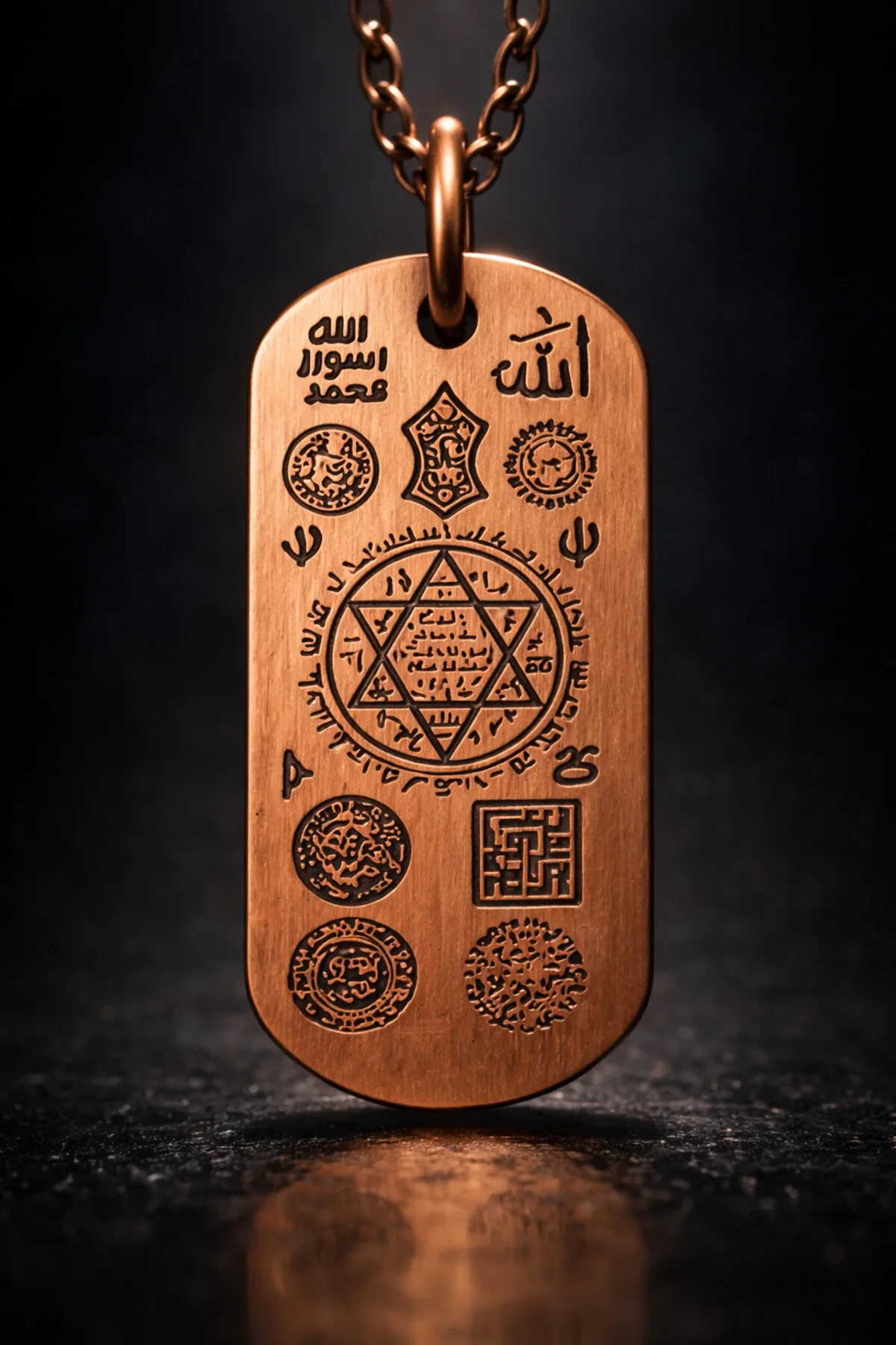 Erkek Bakır Kolye Koruma Zırh Duası Yazılı Dog Tag Model Saf Bakır ...