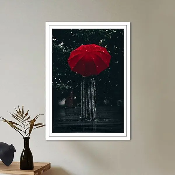 Bordo Şemsiyeli Kadın 1 Çerçeve ve Poster - B1093 | Araste Dekorasyon
