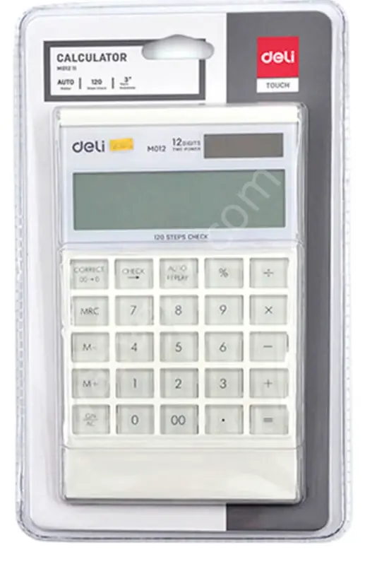 Deli Touch 12 Hane Beyaz Hesap Makinası - Deli
