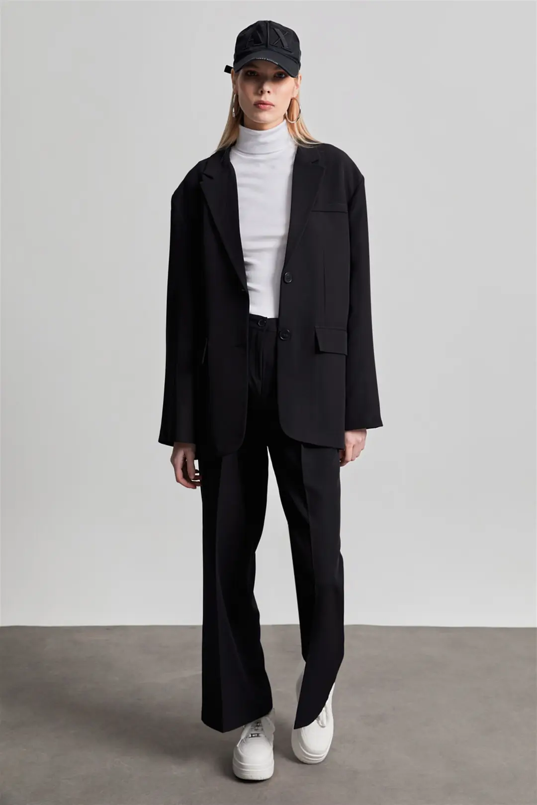 Kadın Siyah Overize Blazer Ceket | YOUR NAME