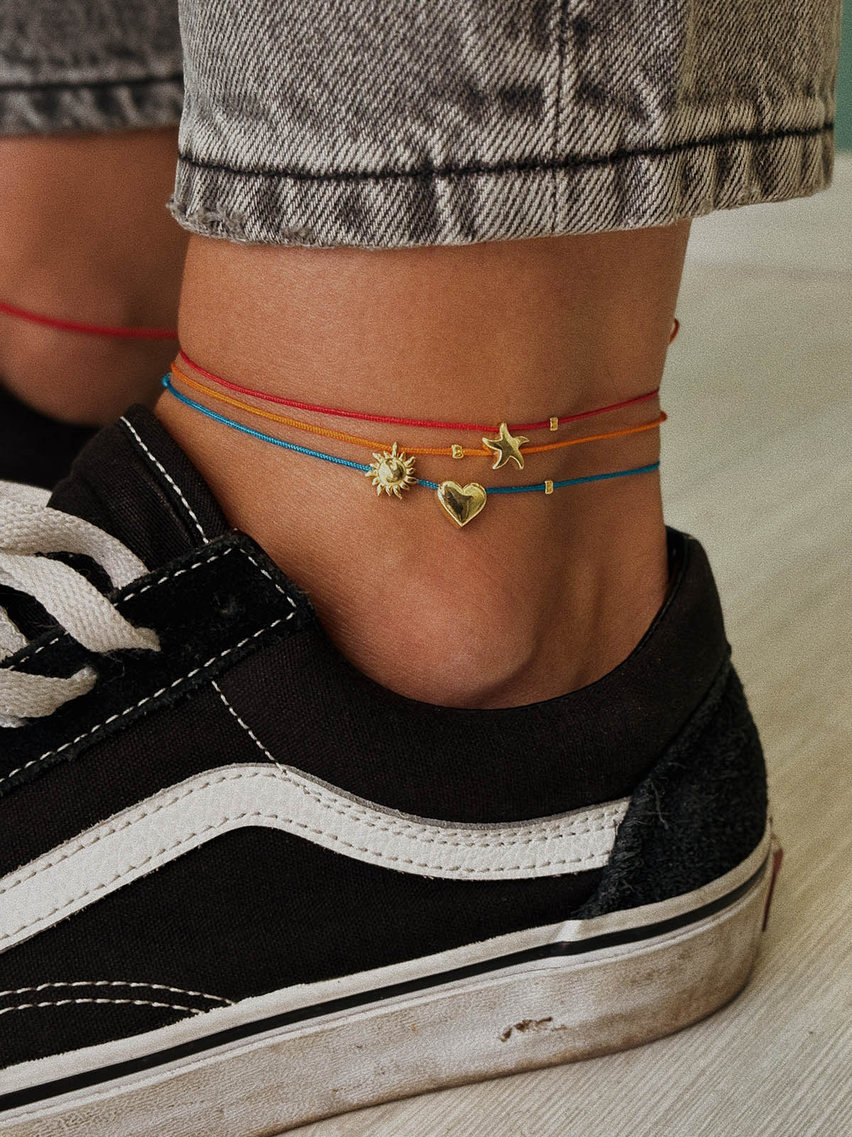 Kelebekli İp Bileklik - Halhal | 925 Ayar Gümüş