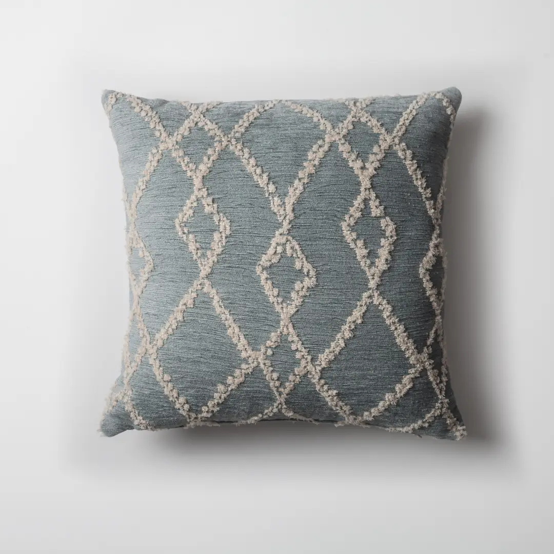 "Savoy" - Geometric Baklava Patterned Pillow 18x18 Inch - Blue