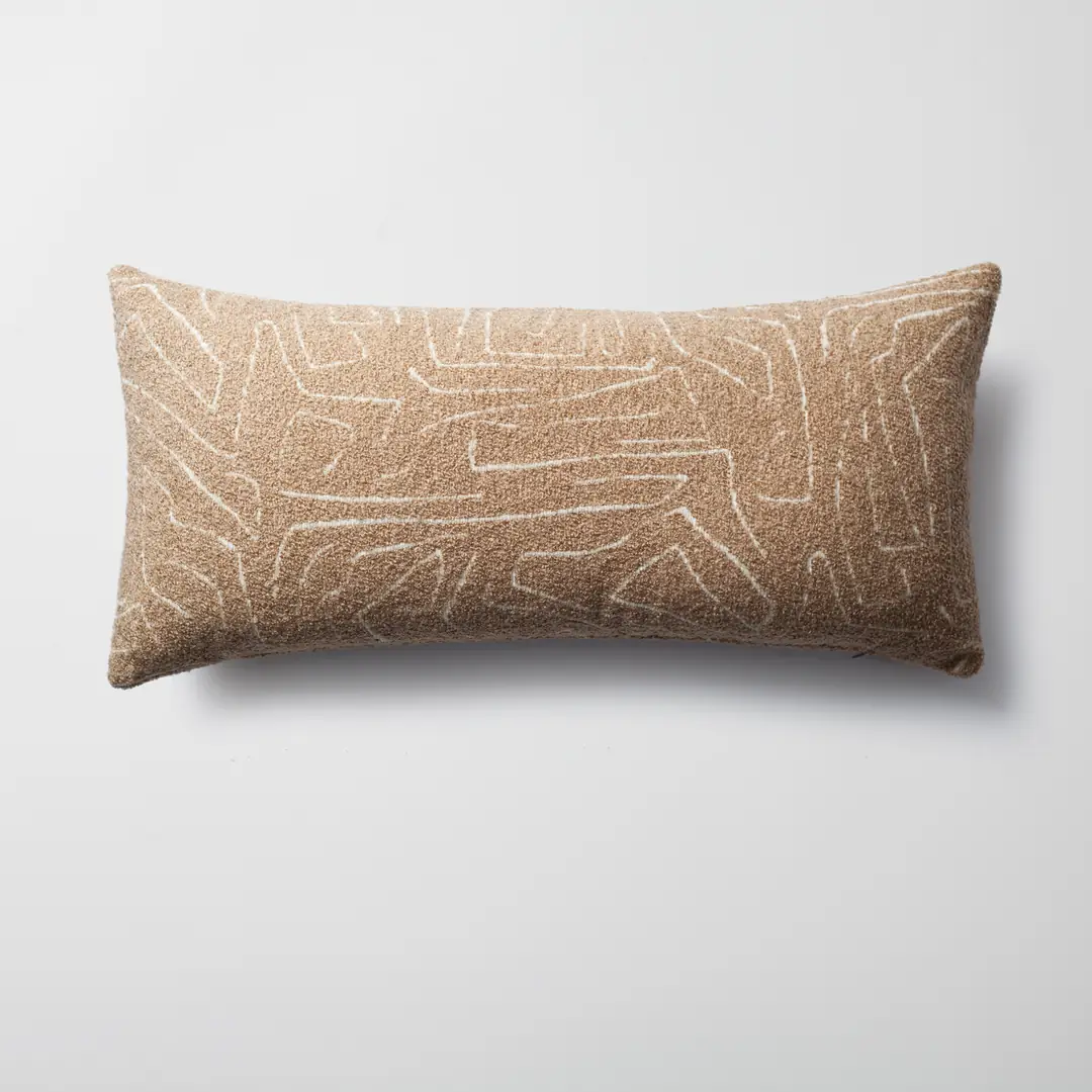"Amorf" - Abstract Patterned 14x28 Inch Cushion - Fallow (Cover Only)