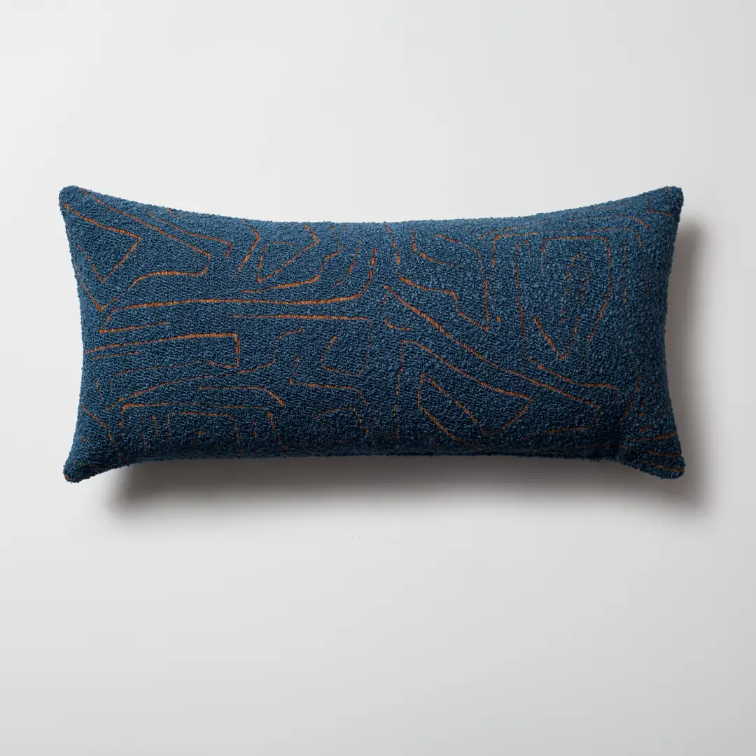 "Amorf" - Abstract Patterned 14x28 Inch Cushion - Blue