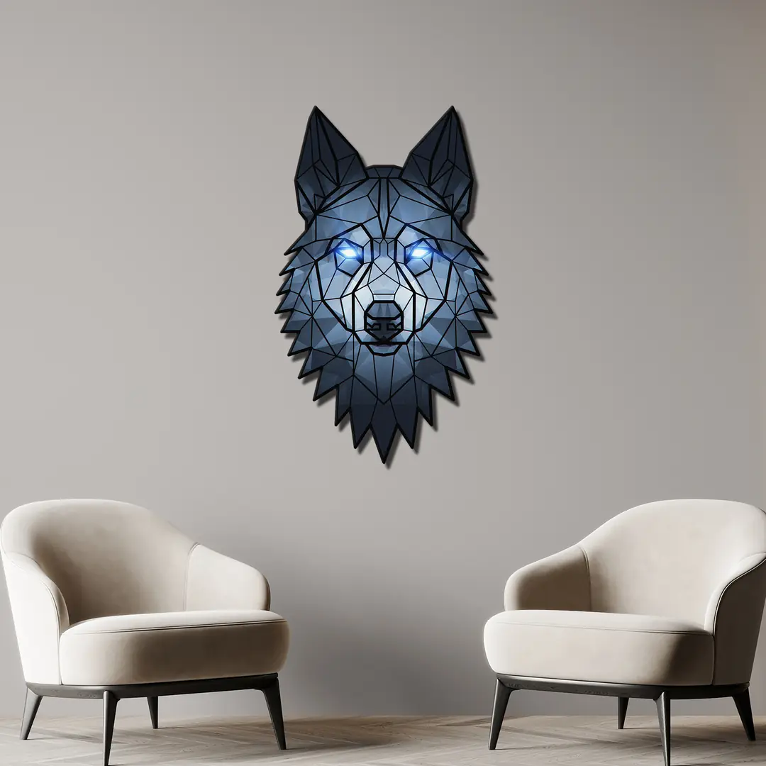Mavi Gözlü Kurt Metal Tablo - SteelArtDec