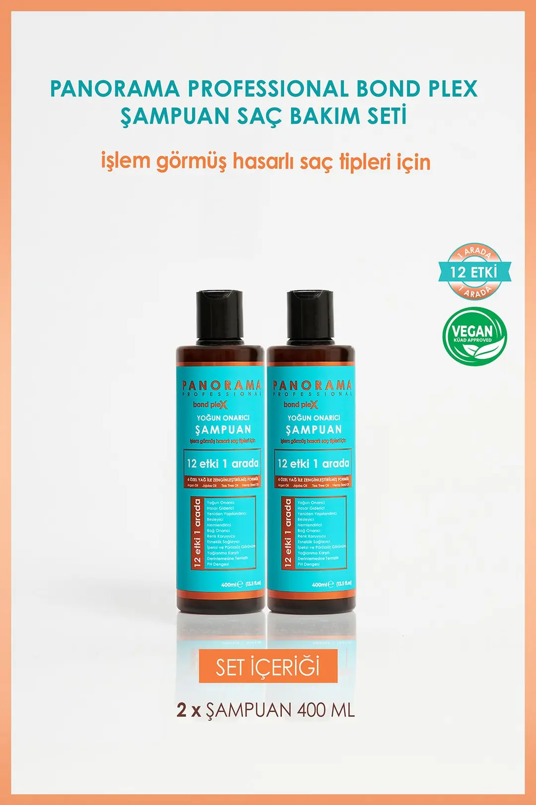 Panorama Professional Bond Plex Care Set 12 Effects in 1/400 ml X2 Shampoo 2-Piece Set Vegan