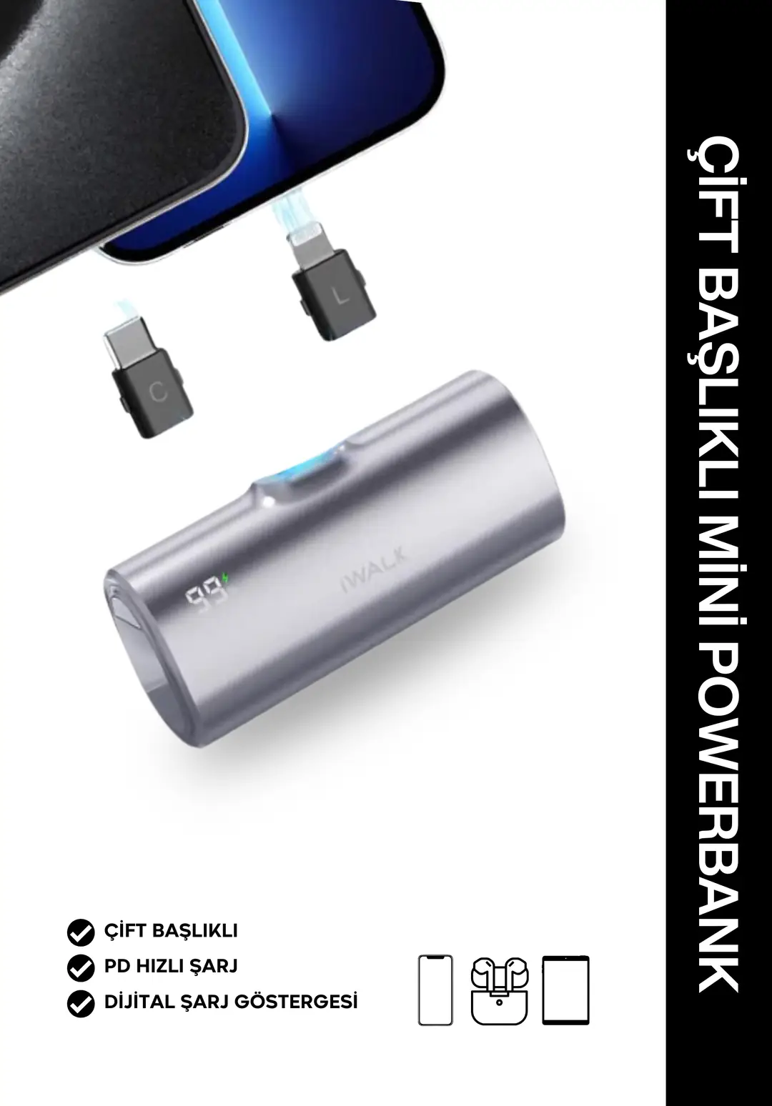 iWALK LPX001 5000mAh TYPE-C VE LİGHTİNG UYUMLU POWERBANK