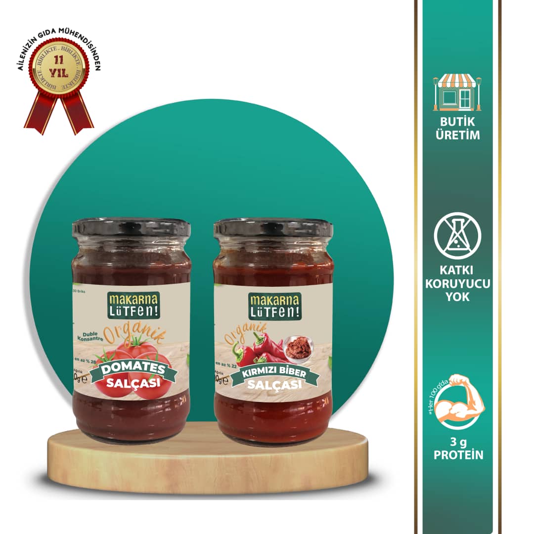 Avantajlı Organik Domates ve Biber Salçası Seti (610 g)