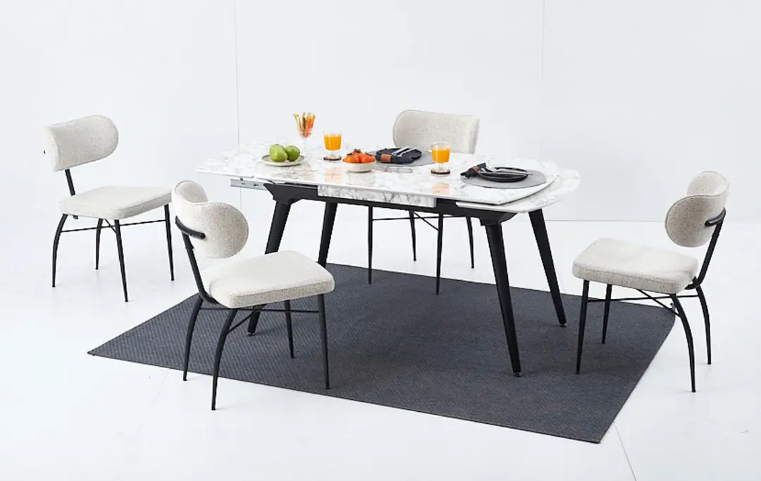 Canset Sandalye + Lizbon Açılır Beyaz Masa Takımı - SYMN