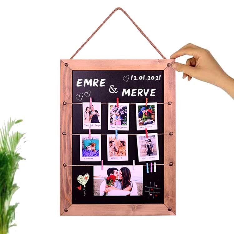 Rhea Gift - Ahşap Karatahtalı Duvar Fotoğraf Çerçevesi Rhea Gift - Ahşap Karatahtalı Duvar Fotoğraf Çerçevesi
