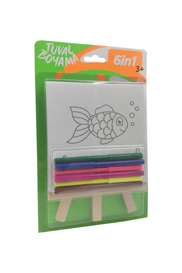 Mini Tuval Boyama Seti 1 Şövale+6 Tuval+6 Keçeli Kalem-Red Castle ST ...