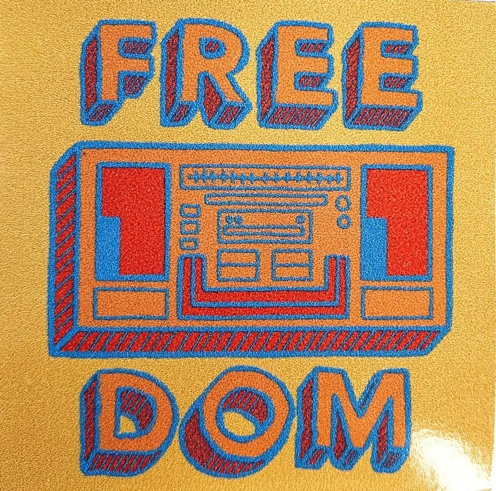 Freedom Script 8cm x 2cm Tek Sticker
