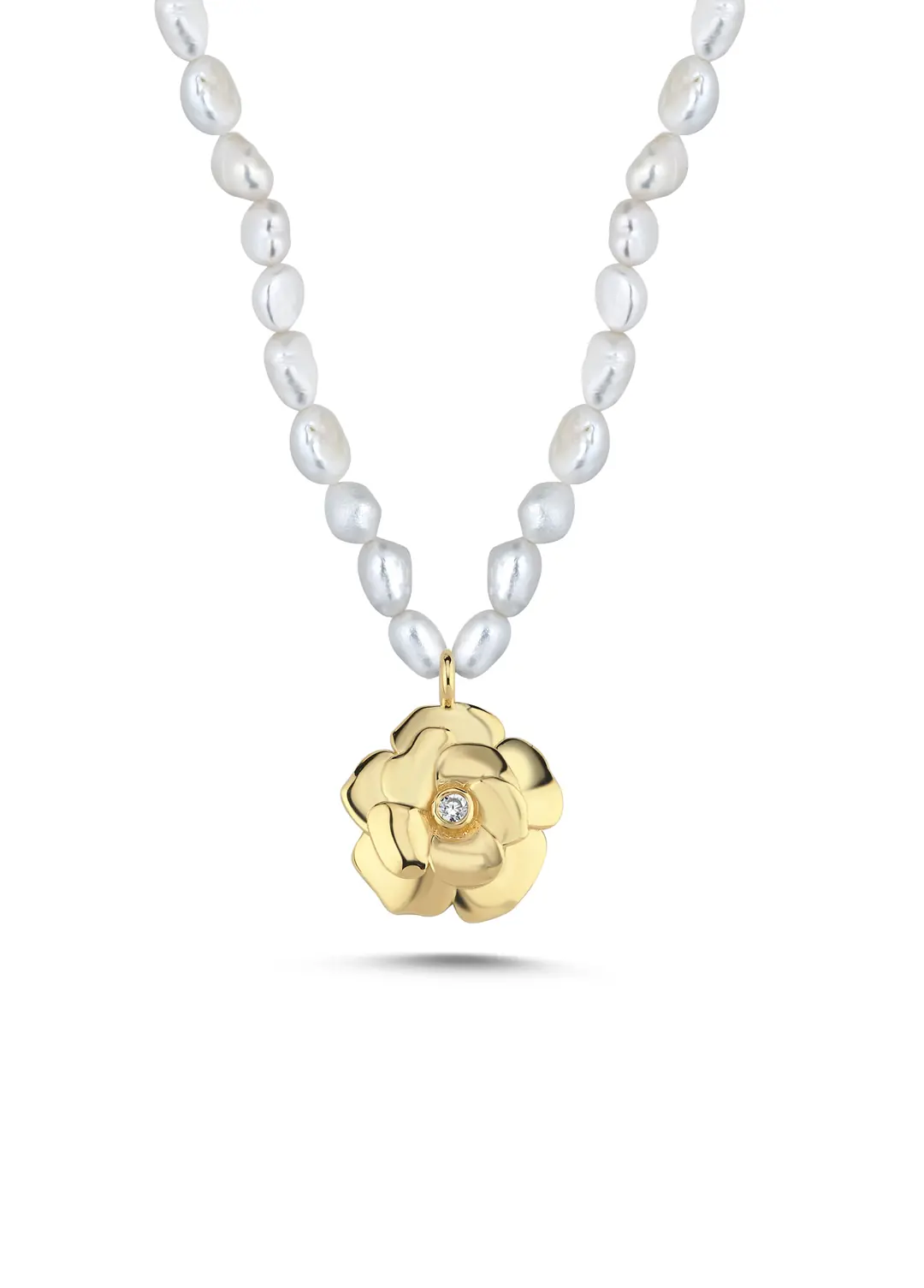 Bonica Tek Taş İnci Kolye