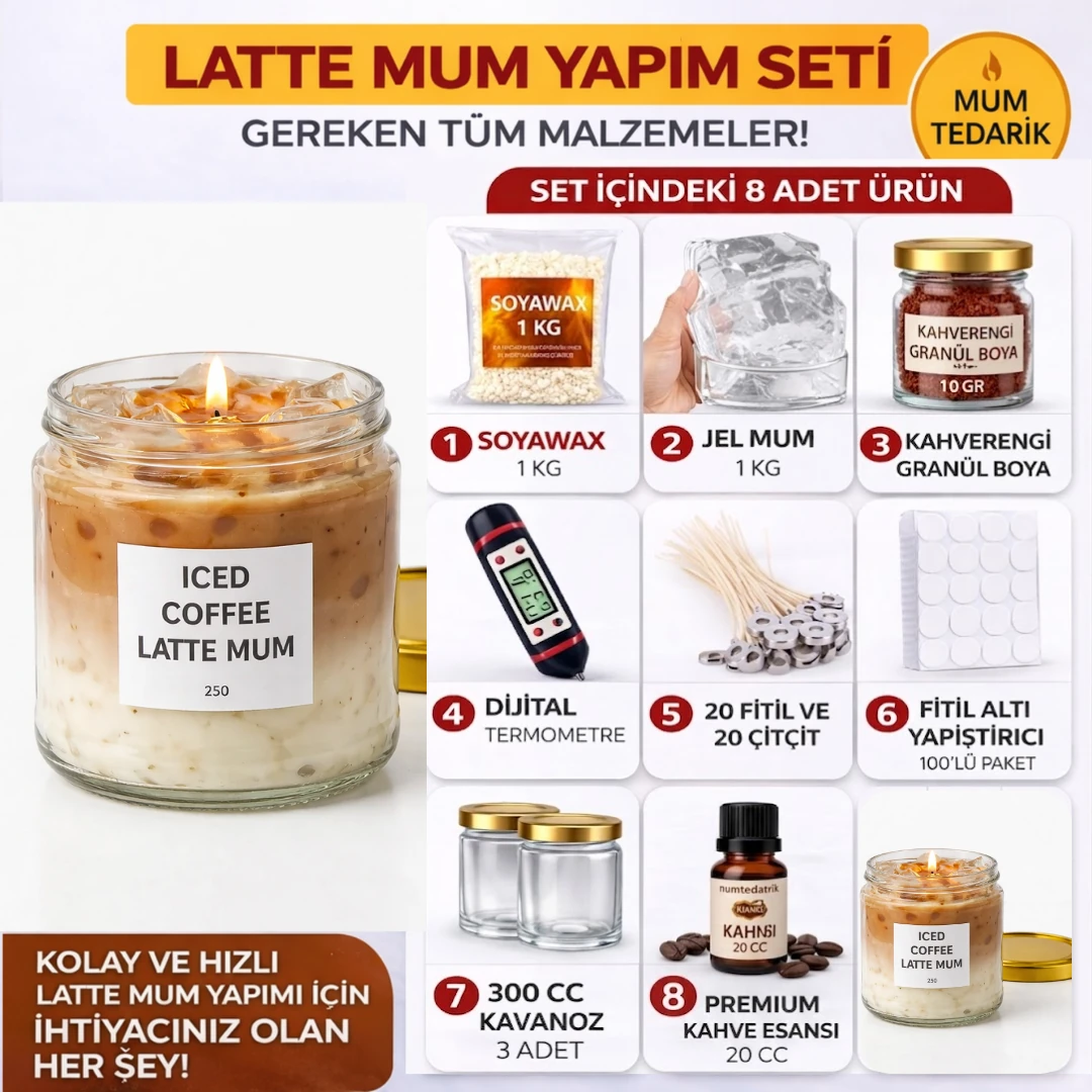 JEL MUM YAPIM SETİ - LATTE MUM YAPIMI
