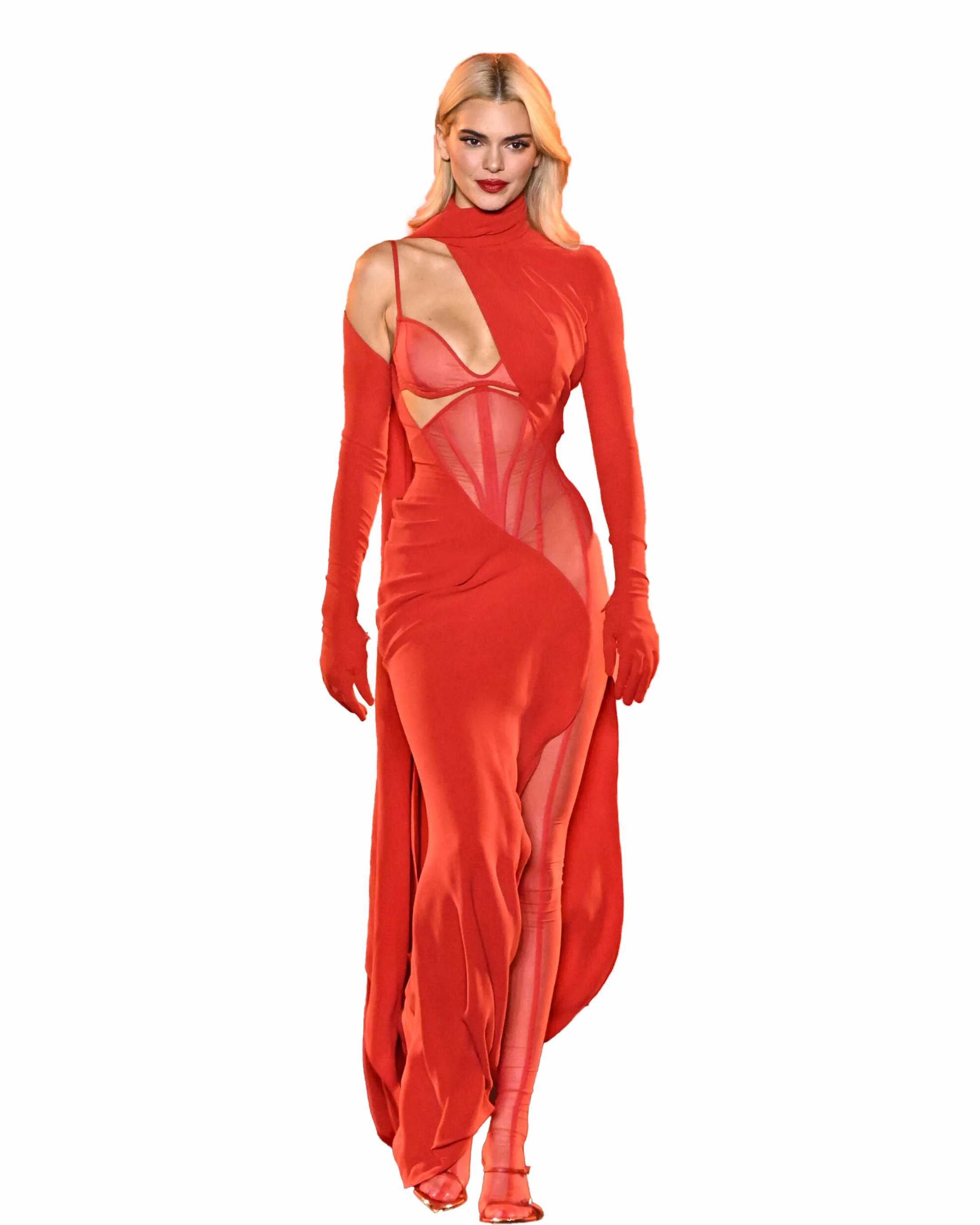 👗 Kendall Jenner Cardboard Cutout – Life-Size Cutout Standee in Red Dress