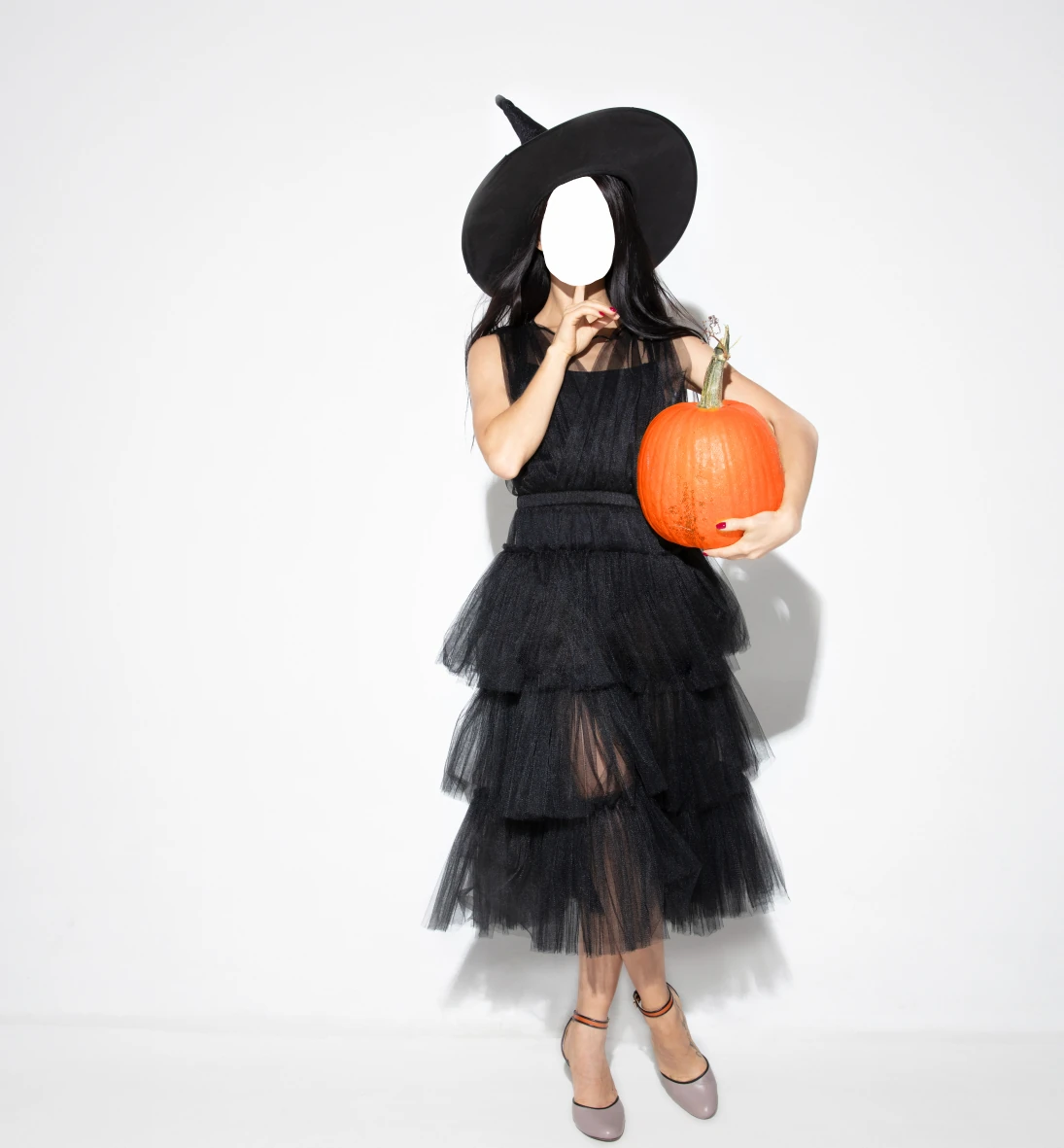 Black hat Costume Halloween Black Friday Concept Pumpkin Lifesize Model