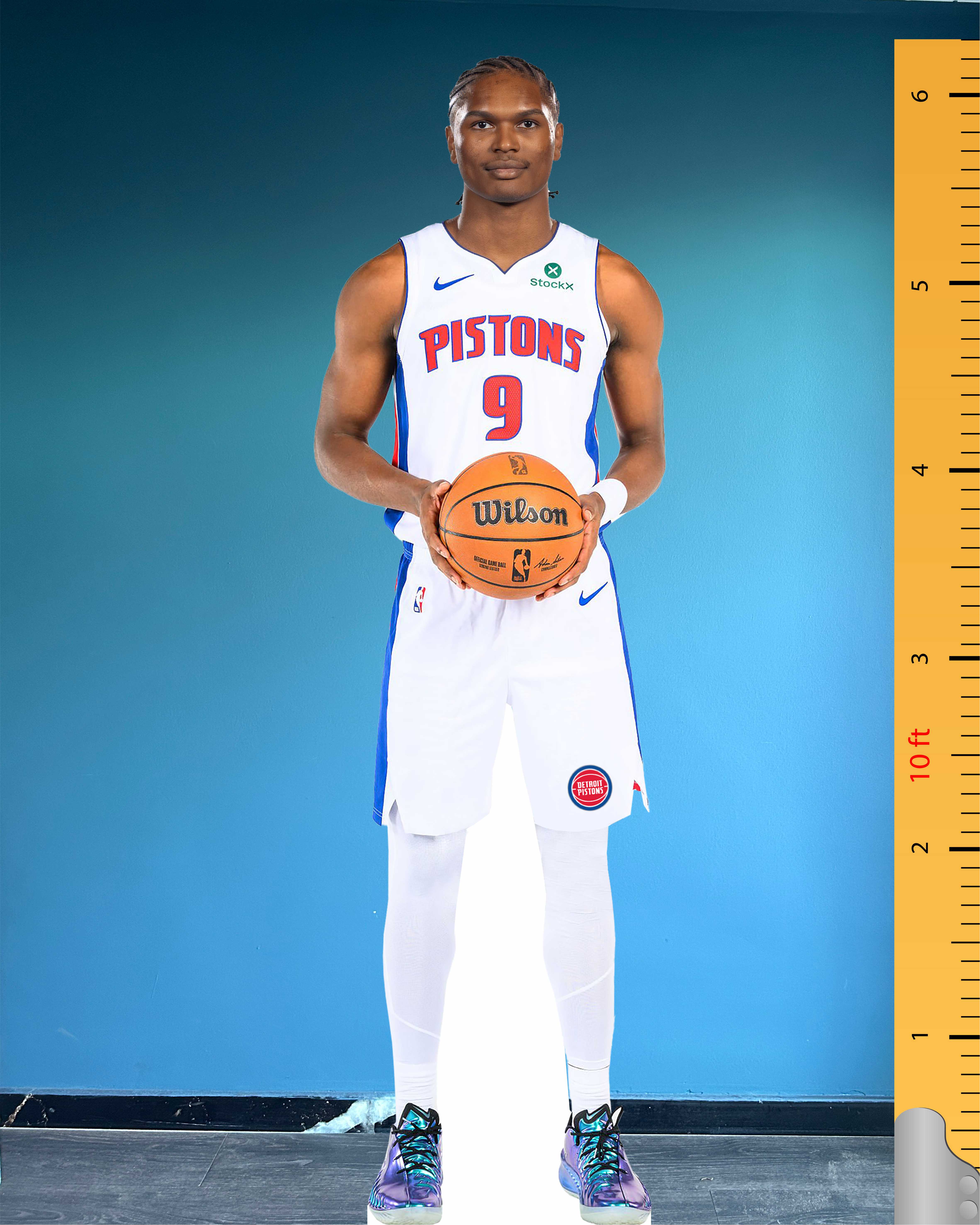 🏀 Levensgrote kartonnen uitsnijder van Ausar Thompson – Detroit Pistons #9