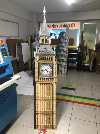🕰️ Big Ben Silüet Kesim Model – Elizabeth Saat Kulesi Dekor Modeli