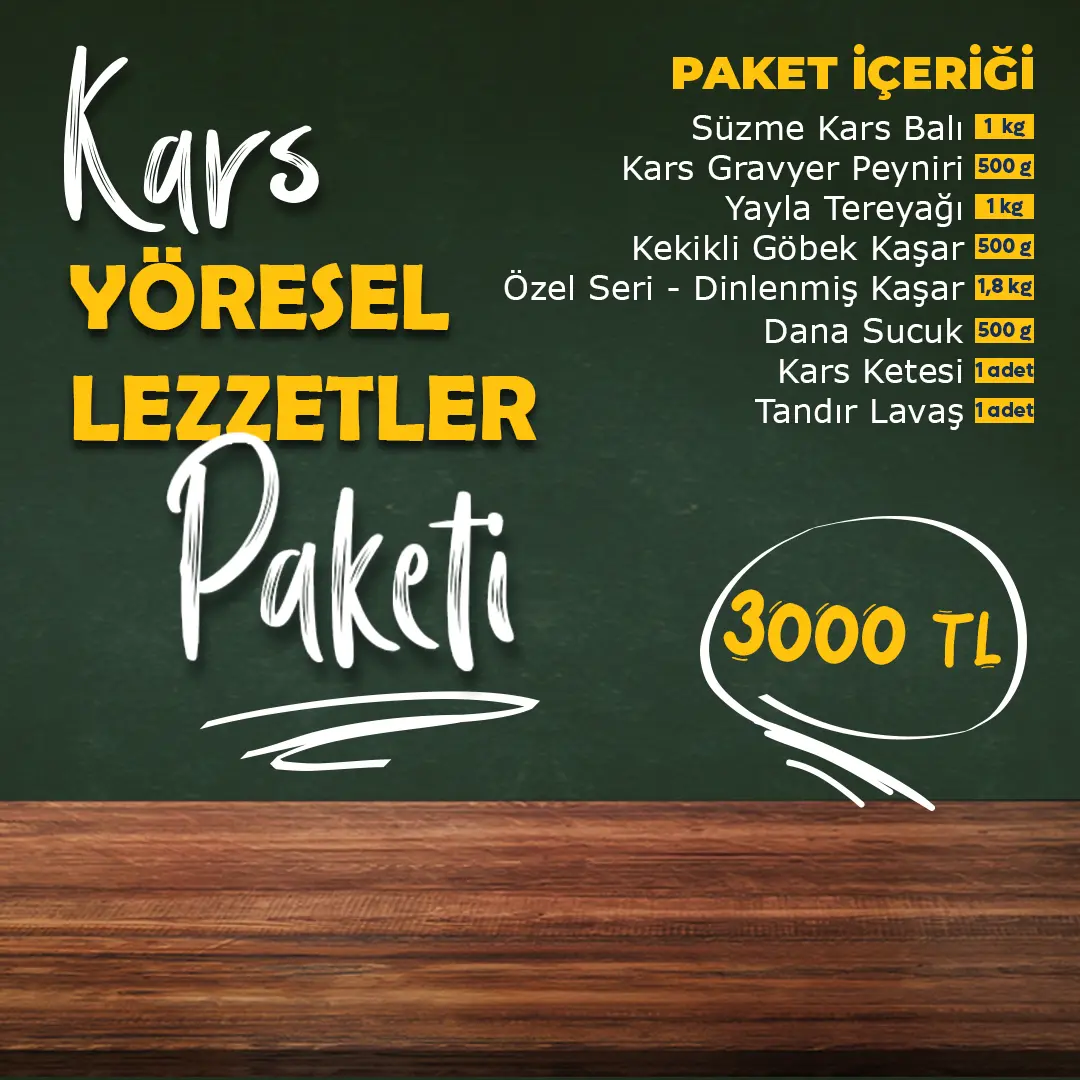 Yöresel Kars Lezzetleri Paketi | Kaşar, Gravyer, Bal, Tereyağı, Sucuk