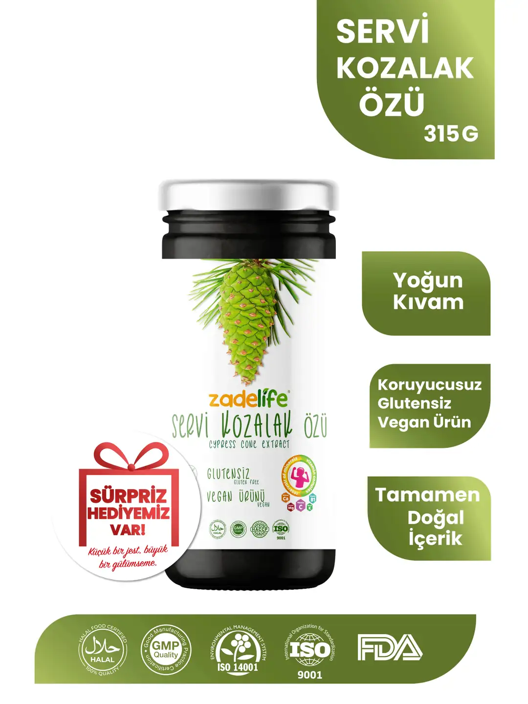 Zadelife - Servi Çam Kozalak Özü 315 Gram - Doğal ve Katkısız