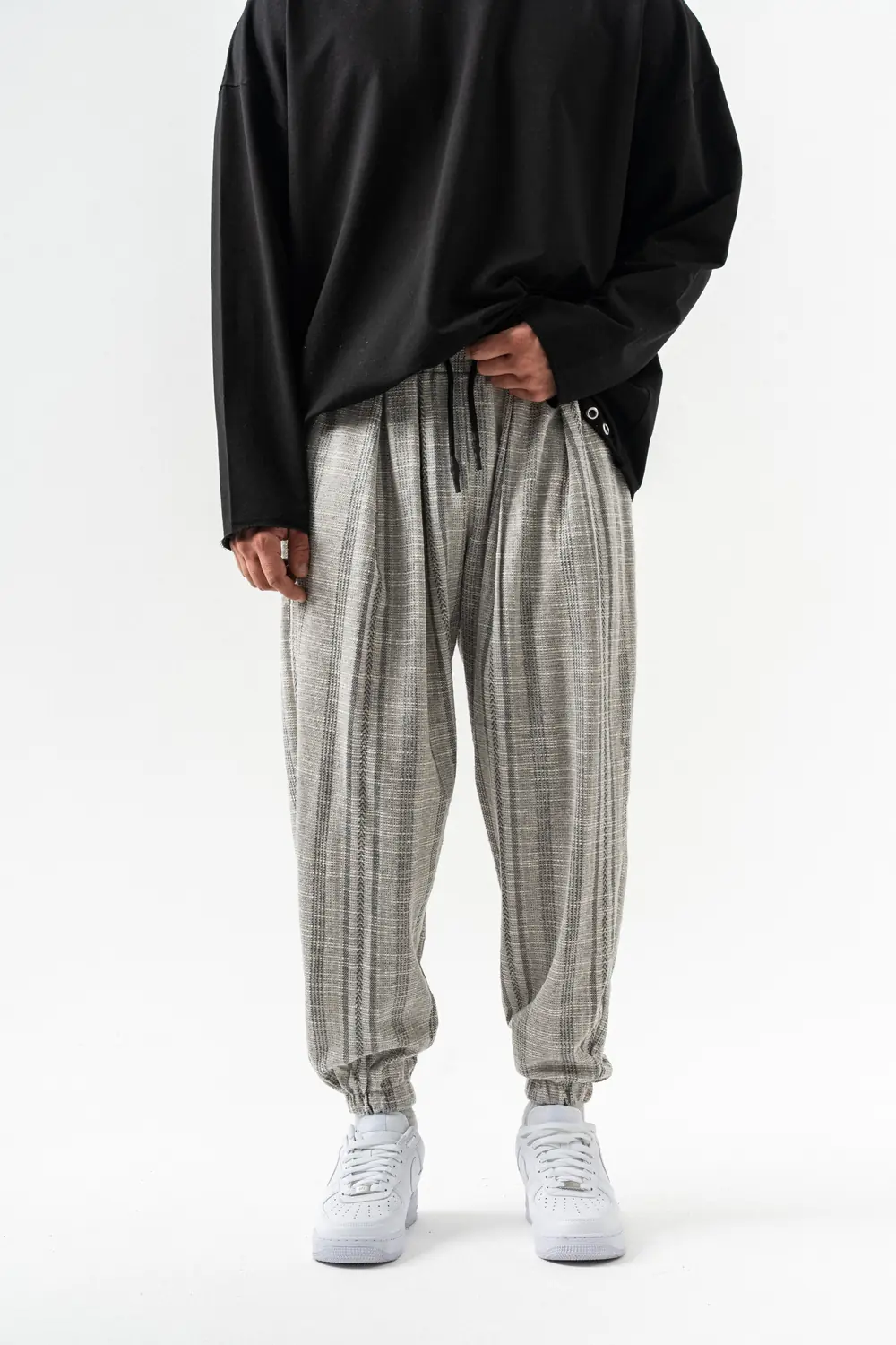 Stone Echo Bel ve Paça Lastikli Pileli Şalvar - Gangown