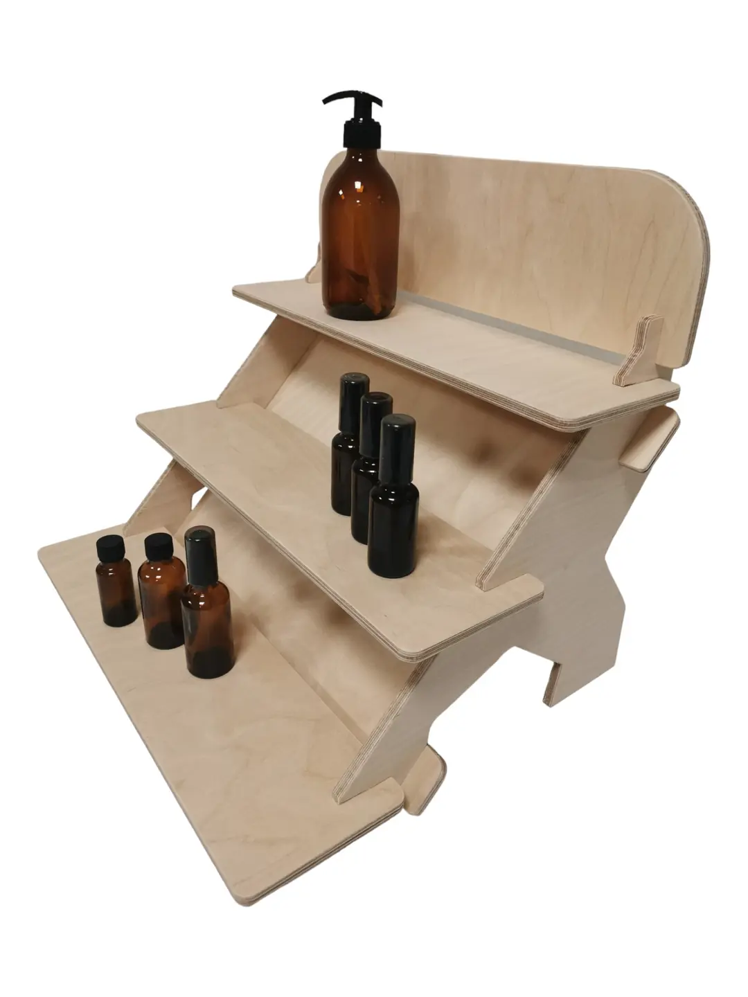 3 Raflı Ahşap Stand | Sabun Rafı | Tanıtım Rafı | Lilyum Sabun