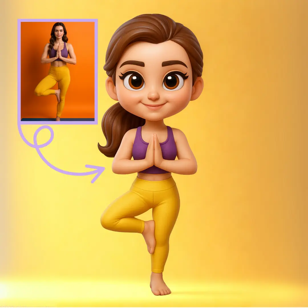 Kişiye Özel Pixar Tarzı Yoga Pozu Funko Pop 3D Figür