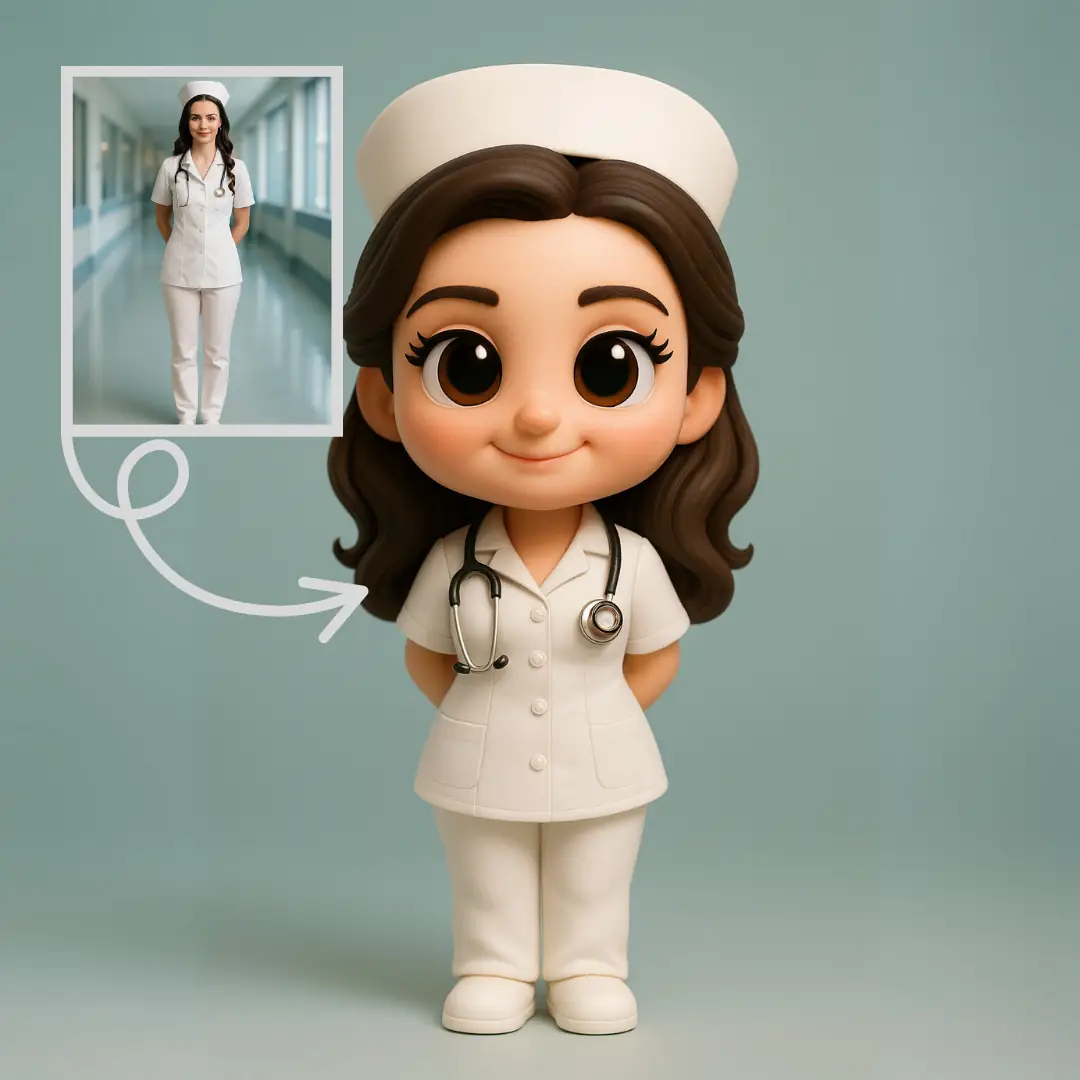Kişiye Özel Hemşire Figürü - Karikatür Tarzı Oyuncak