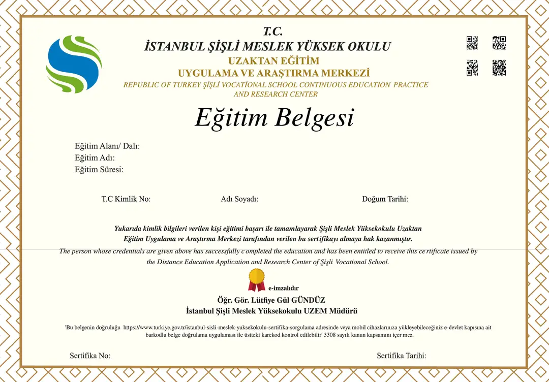 Sertifikalar için Fiziki Baskı Hizmeti