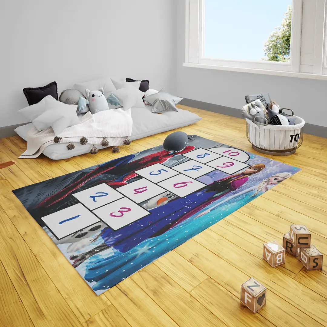 Elsa Spiderman Seksek Çocuk Odası Halısı