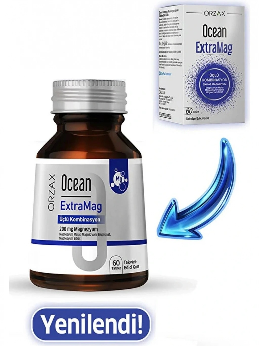 Orzax Ocean ExtraMag Üçlü Magnezyum Kombinasyonu 60 Tablet