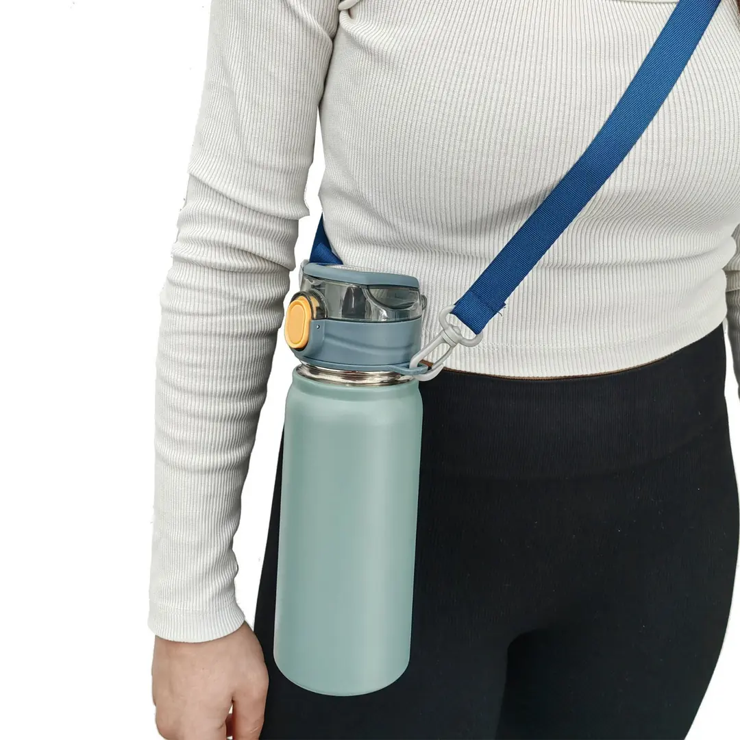 Paslanmaz Çelik Su Matarası - 800ml - Askılı ve Pipetli Suluk