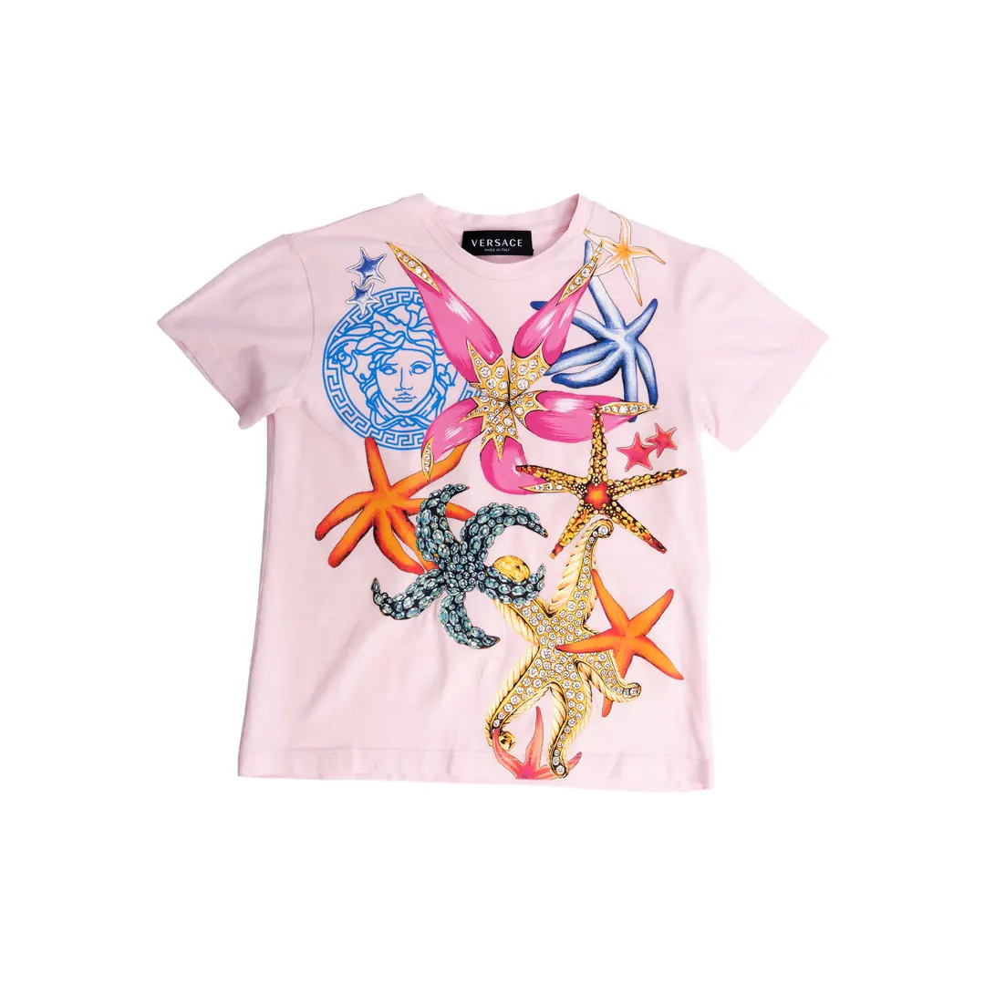 Versace Kids - Pink Starfish & Medusa Print T-shirt / 4 Years