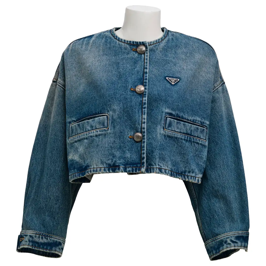 Prada - Iconic Triangle Logo Denim Jacket / IT40 - Authentic Seconds