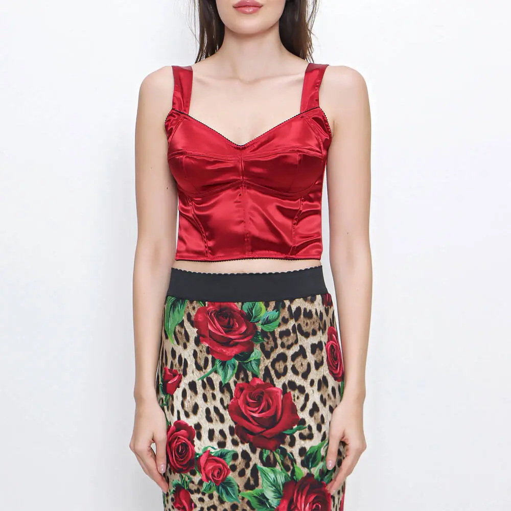 Red Satin Bustier Top / IT44